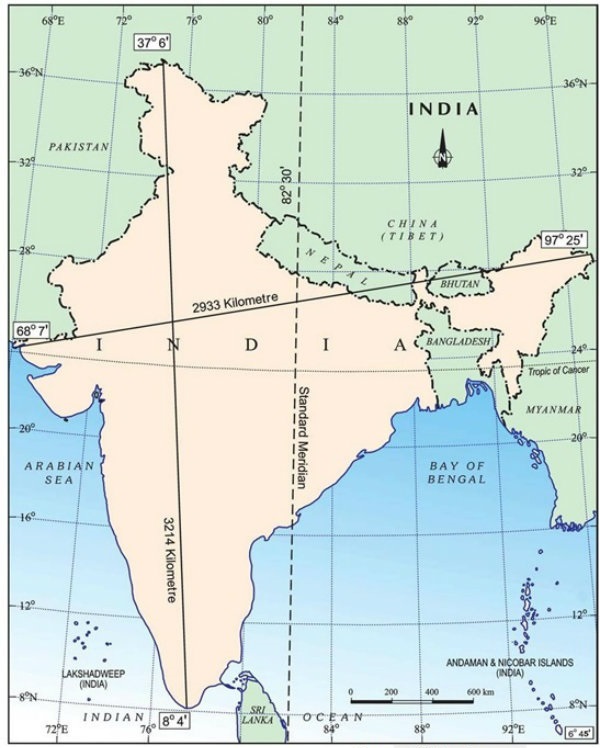 Location And Size Of India Study Page location-and-size-of-india-study-page